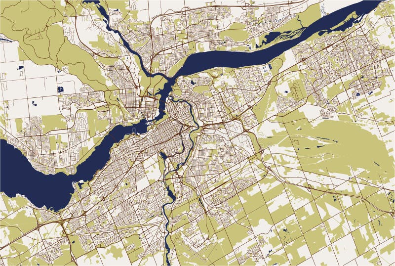 Map of the City of Ottawa, Ontario, Canada Stock Illustration ...