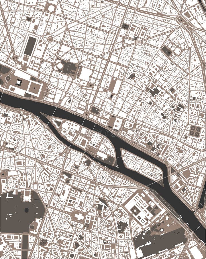 Map of the City of Paris, France Stock Illustration - Illustration of ...