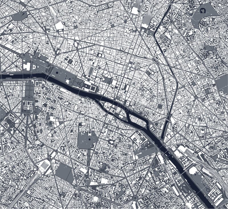 Map of the City of Paris, France Stock Vector - Illustration of green ...