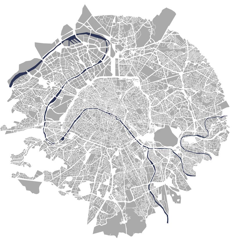 Map of the City of Paris, France Stock Vector - Illustration of plan ...