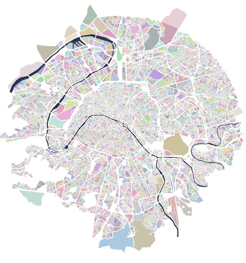 Map of the City of Paris, France Stock Vector - Illustration of plan ...