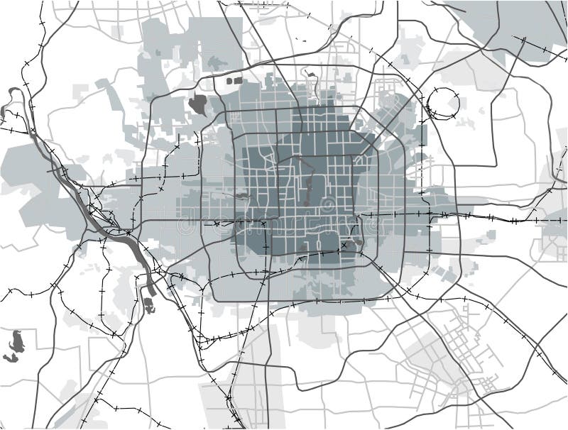 Map of the City of Peking, China Stock Illustration - Illustration of ...