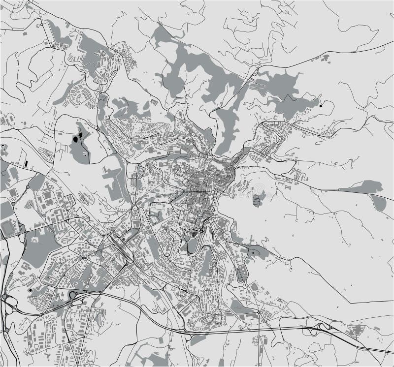 Map of the City of Perugia, Umbria, Italy Stock Illustration ...