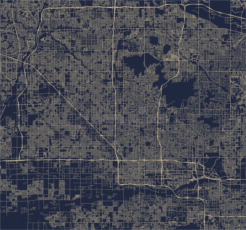 Map of the City of Phoenix, Arizona, USA Stock Illustration ...