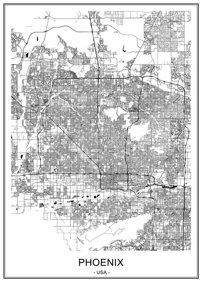 Map of the City of Phoenix, Arizona, USA Stock Illustration ...