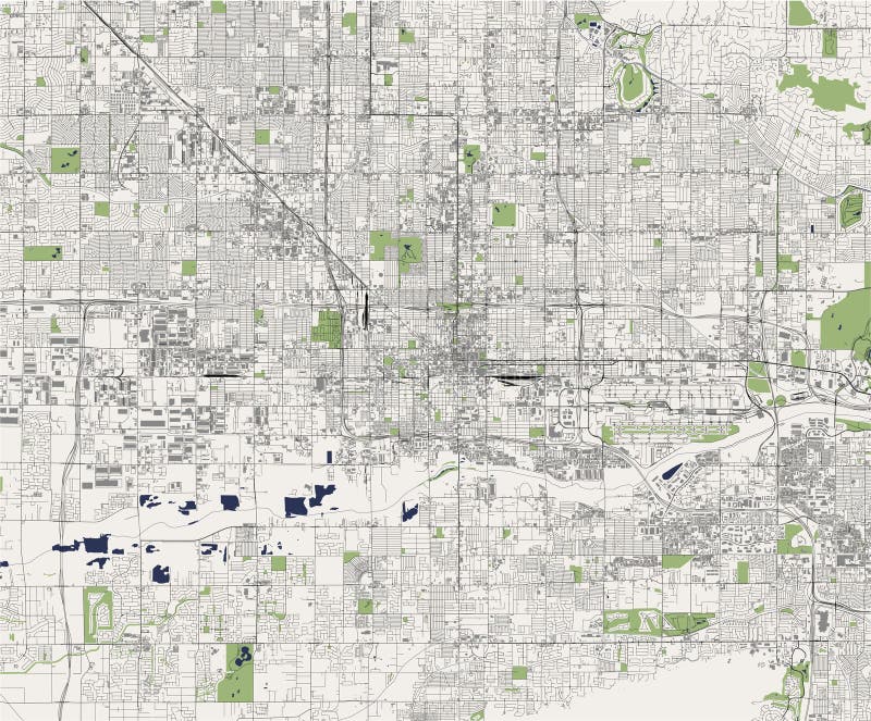 Map of the City of Phoenix, Arizona, USA Stock Illustration ...