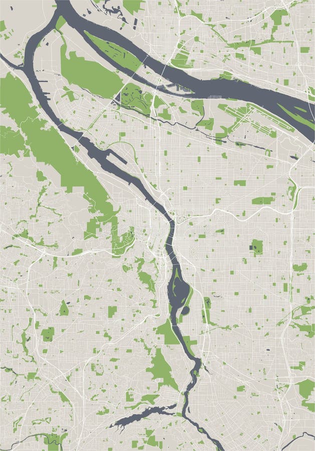 Map of the City of Portland, Oregon, USA Stock Illustration ...