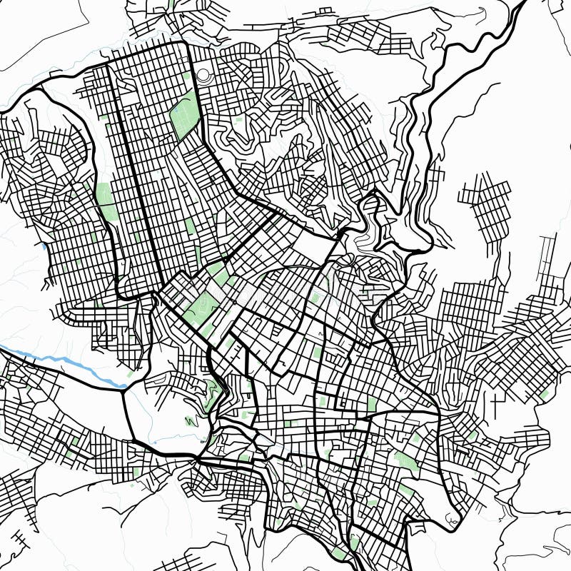 A Map of the City of Potosi. Stock Illustration - Illustration of line ...