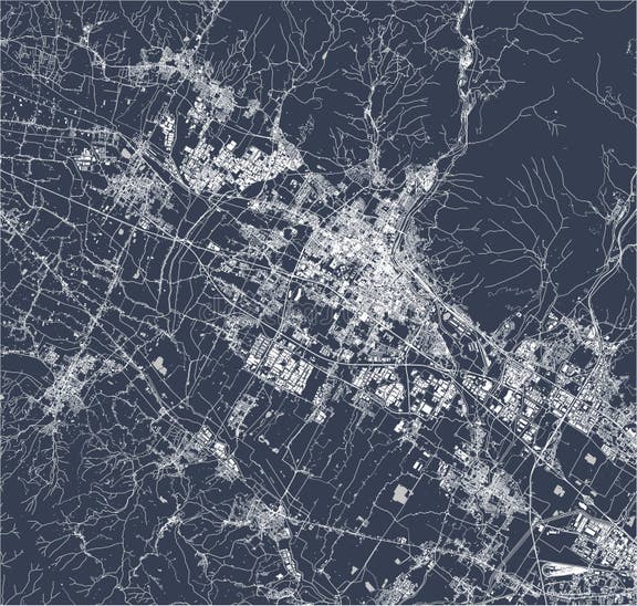 Map of the City of Prato, Italy Stock Vector - Illustration of park ...