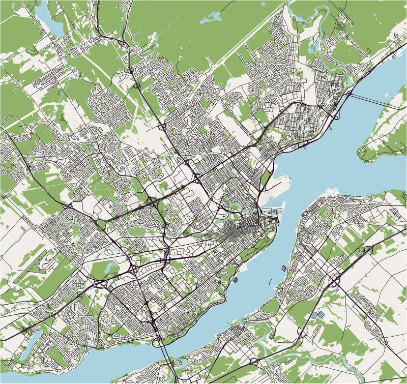 Map of the City of Quebec, Canada Stock Illustration - Illustration of ...