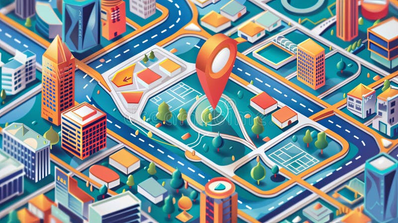 Map of a City with a Red Marker Highlighting a Specific Location for ...