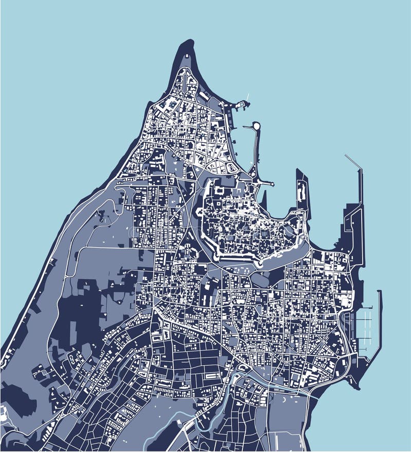 Map of the City of Rhodes, Greece Stock Illustration - Illustration of ...