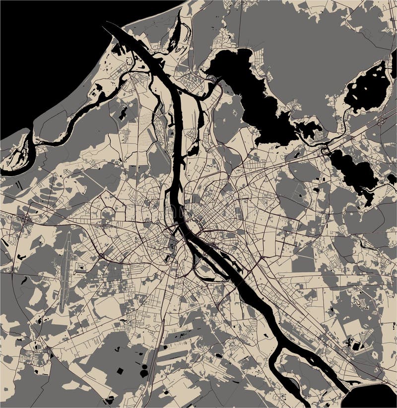 Map of the City of Riga, Latvia Stock Illustration - Illustration of ...