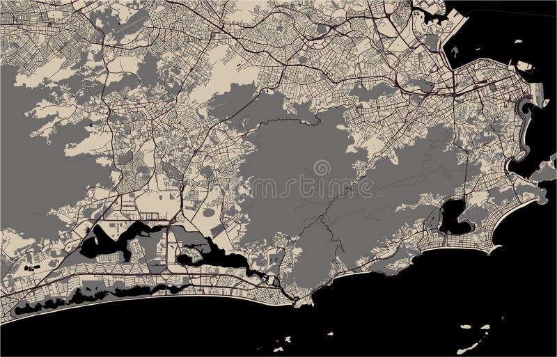 Map of the City of Rio De Janeiro, Southeast, Brazil Stock Illustration ...