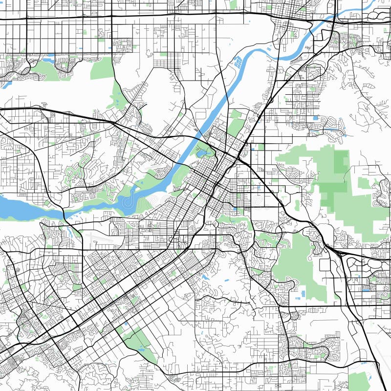 Map of the City of Riverside. Stock Illustration - Illustration of ...