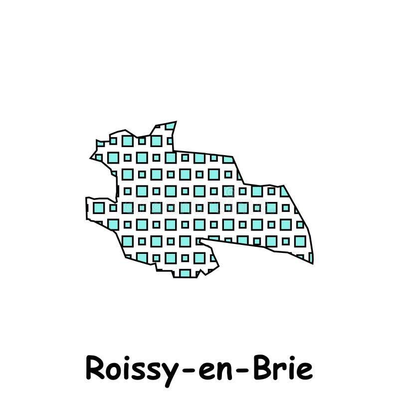 Map City of Roissy En Brie, Geometric Logo with Digital Technology ...