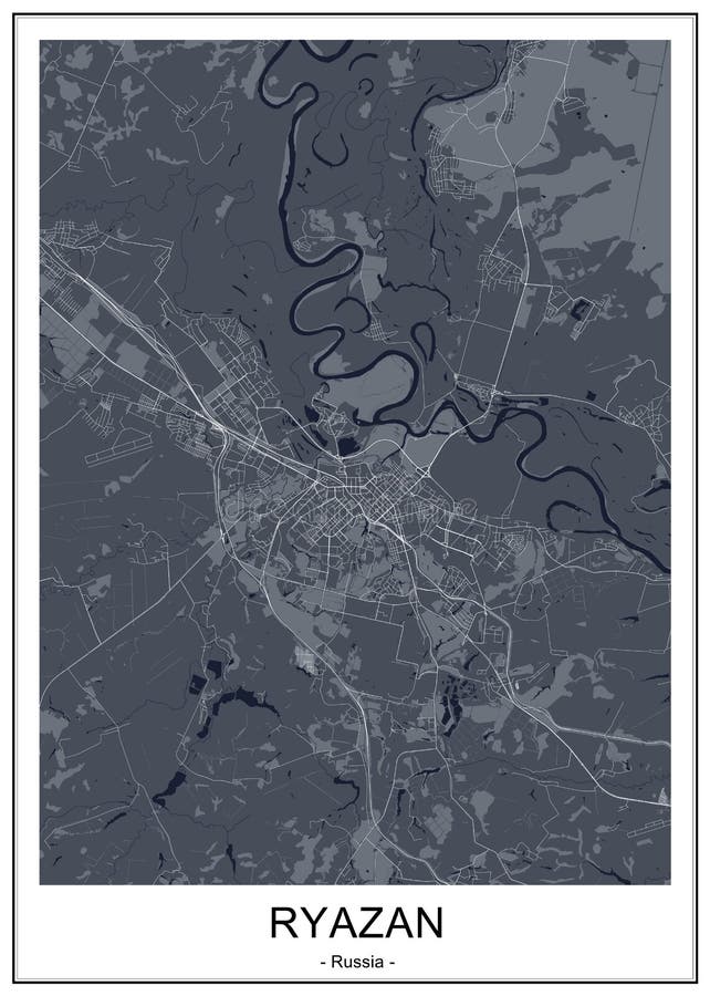 Map of the City of Ryazan, Russia Stock Illustration - Illustration of ...