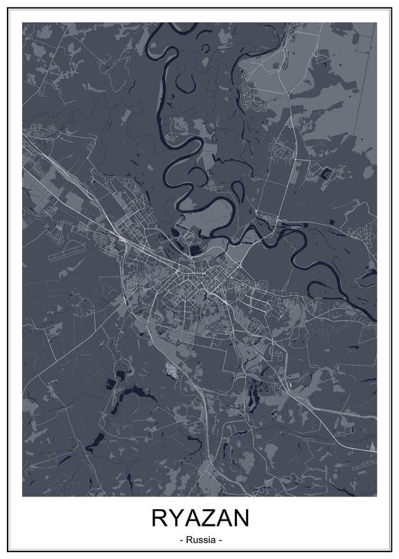 Map of the City of Ryazan, Russia Stock Illustration - Illustration of ...