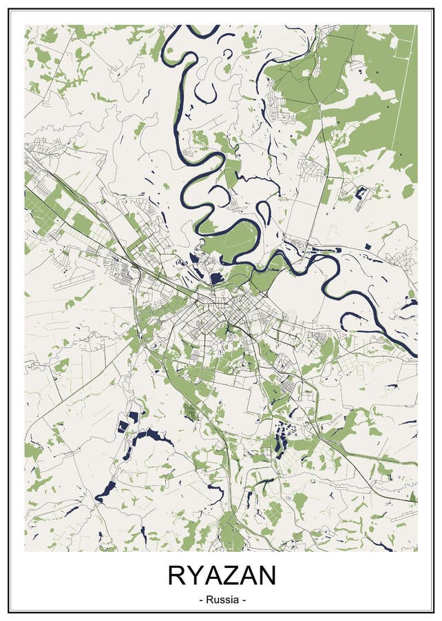 Map of the City of Ryazan, Russia Stock Illustration - Illustration of ...