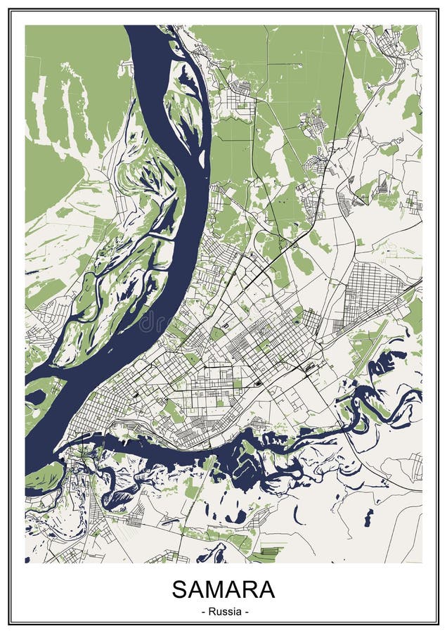 Map of the City of Samara, Russia Stock Illustration - Illustration of ...