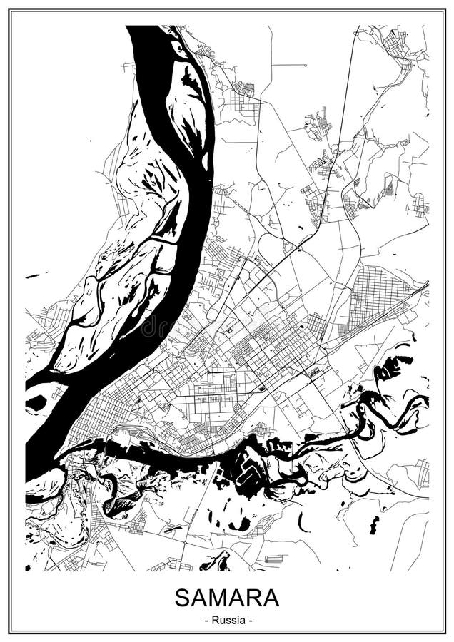 Map of the City of Samara, Russia Stock Illustration - Illustration of ...