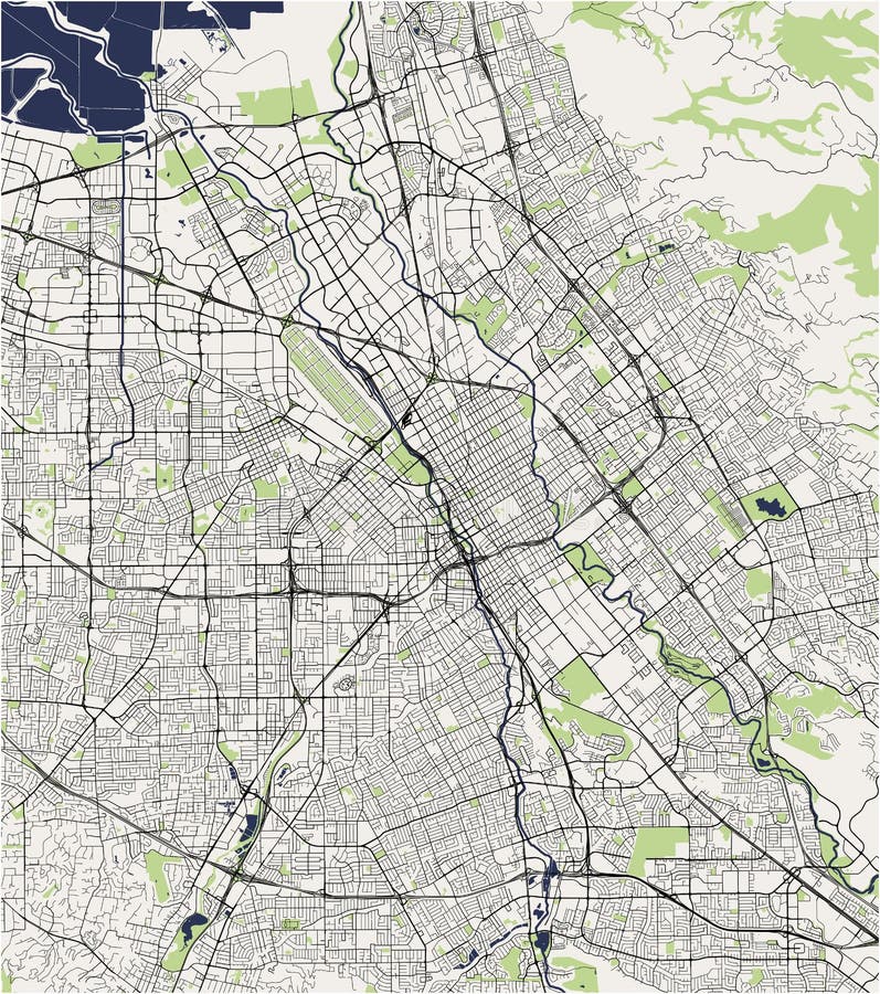 Map of the City of San Jose, California, USA Stock Illustration ...