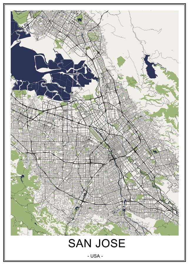 Map of the City of San Jose, California, USA Stock Vector ...