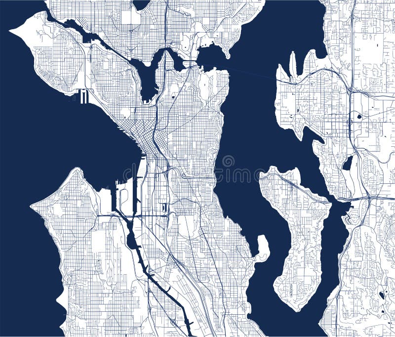 Map of the City of Seattle, Washington, USA Stock Illustration ...