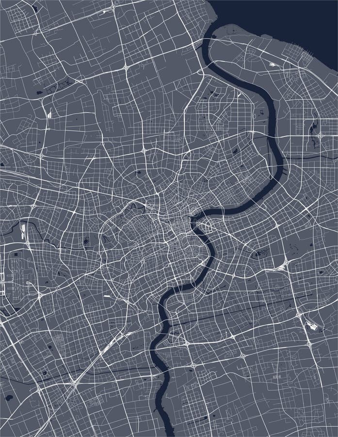 Map of the City of Shanghai, China Stock Illustration - Illustration of ...