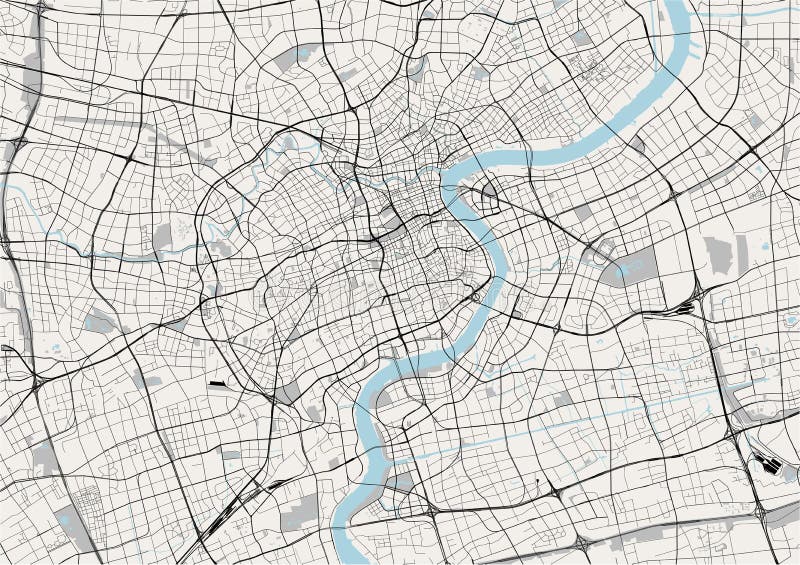 Map of the City of Shanghai, China Stock Illustration - Illustration of ...