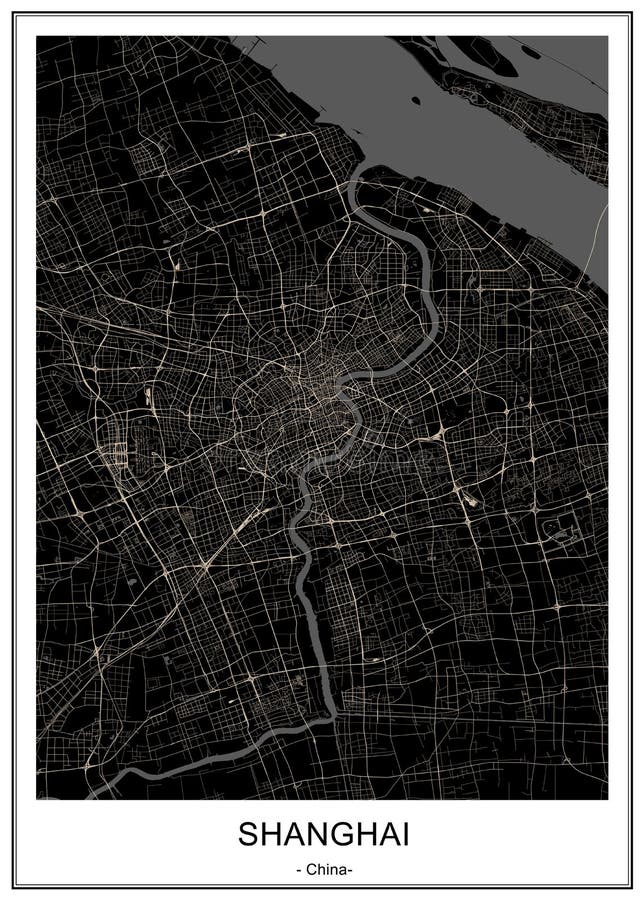 Map of the City of Shanghai, China Stock Illustration - Illustration of ...