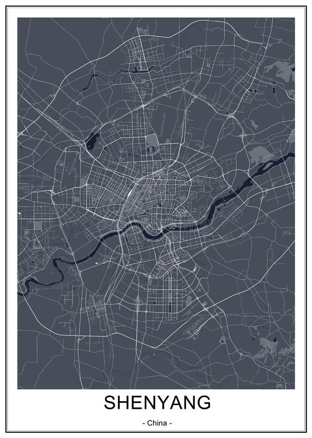 Map of the City of Shenyang, China Stock Illustration - Illustration of ...