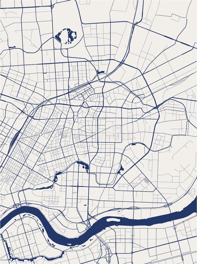 Map of the City of Shenyang, China Stock Illustration - Illustration of ...