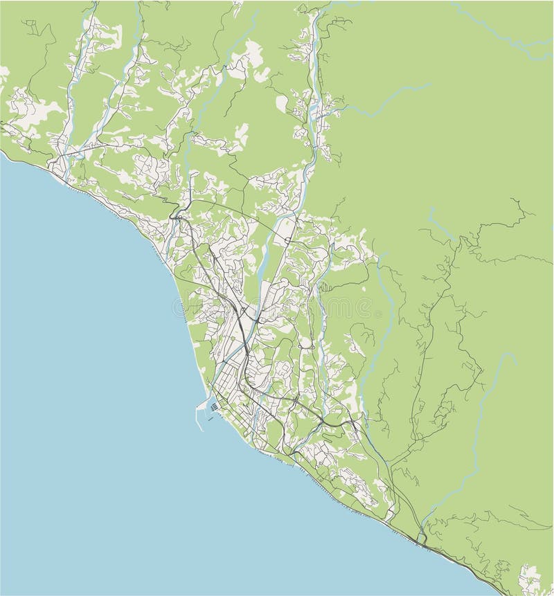 Map of the City of Sochi, Russia Stock Illustration - Illustration of ...