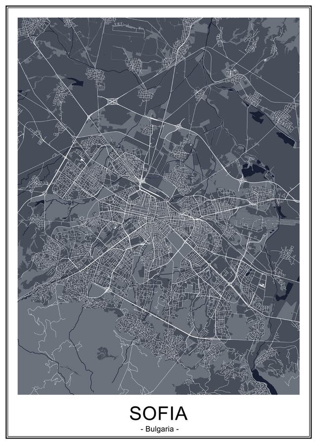 Map of the City of Sofia, Bulgaria Stock Illustration - Illustration of ...
