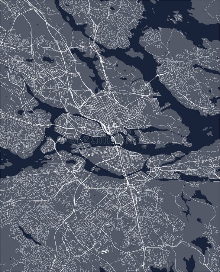 Map of the City of Stockholm, Sweden Stock Illustration - Illustration ...