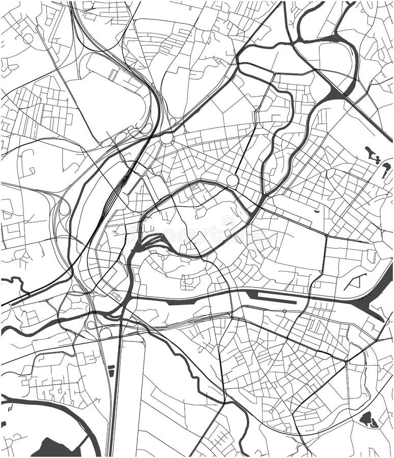Map of the City of Strasbourg, France Stock Illustration - Illustration ...