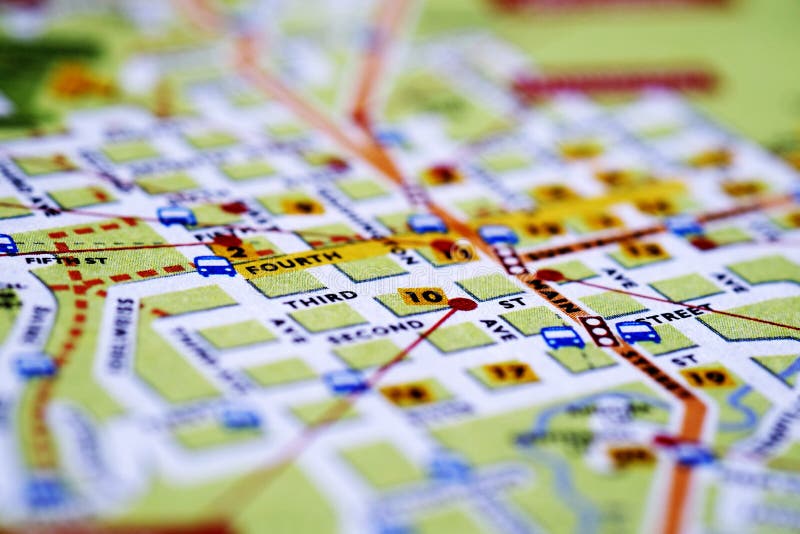 Map of City Streets for Travel Driving Stock Photo - Image of mile ...