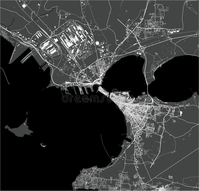 Map of the City of Taranto, Italy Stock Vector - Illustration of land ...