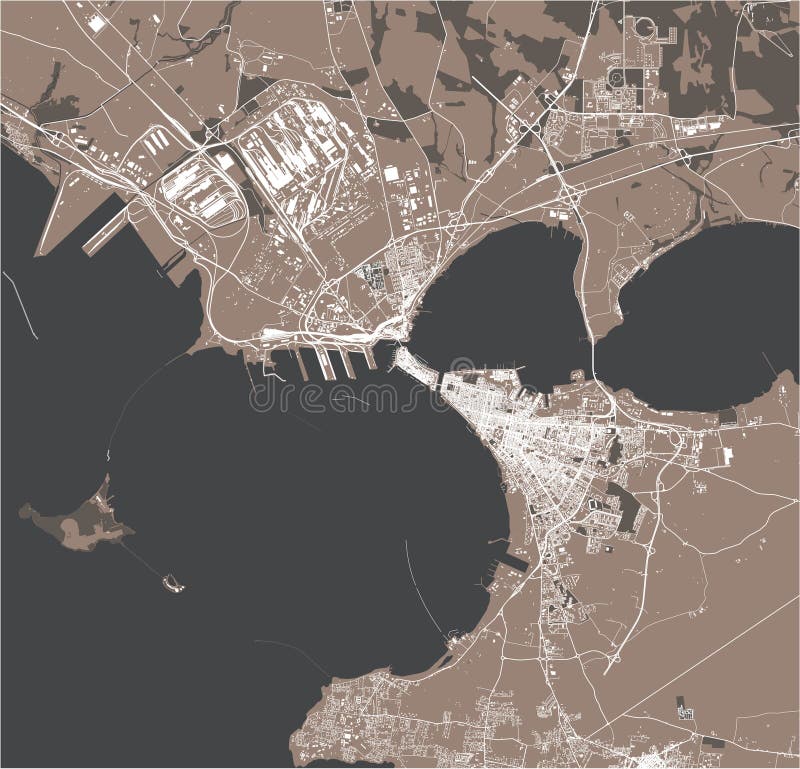 Map of the City of Taranto, Italy Stock Vector - Illustration of ...