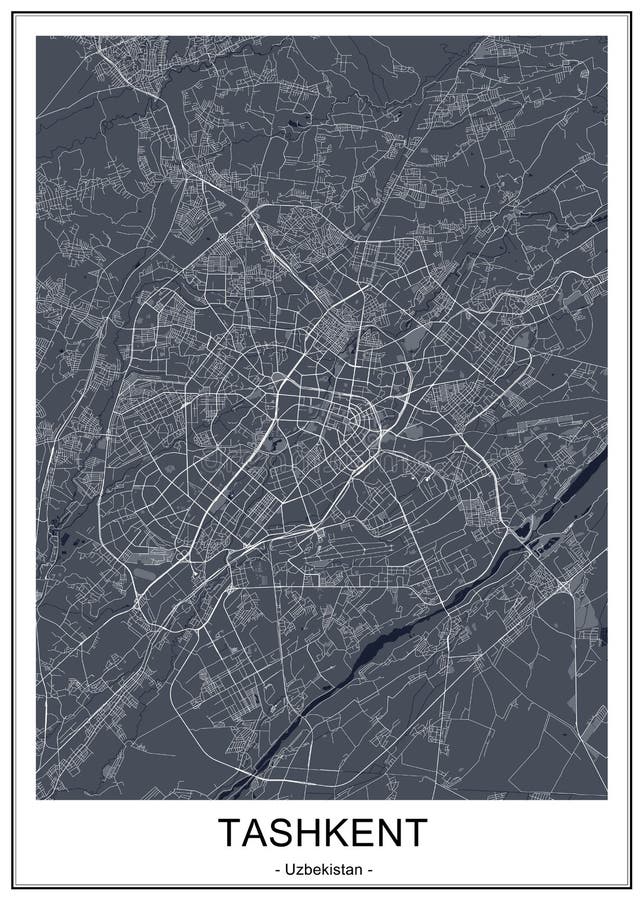 Map of the City of Tashkent, Uzbekistan Stock Illustration ...