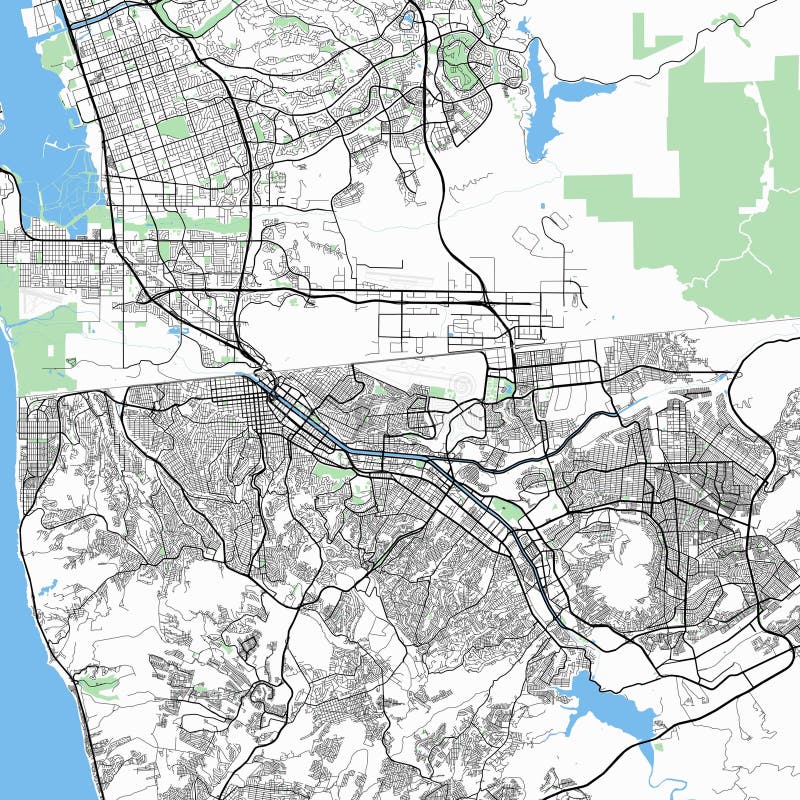 Map of the City of Tijuana. Stock Illustration - Illustration of ...
