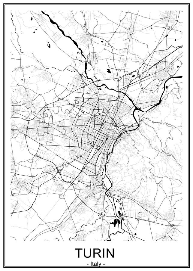Map of the City of Torino, Turin, Italy Stock Illustration ...