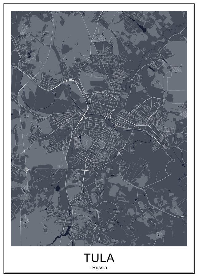 Map of the City of Tula, Russia Stock Illustration - Illustration of ...