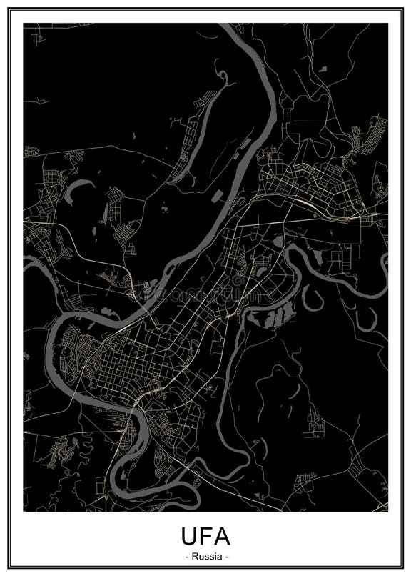 Map of the City of Ufa, Russia Stock Illustration - Illustration of ...
