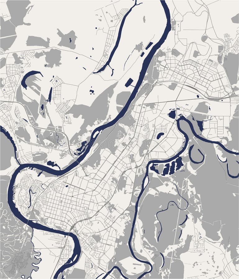Map of the City of Ufa, Russia Stock Illustration - Illustration of ...