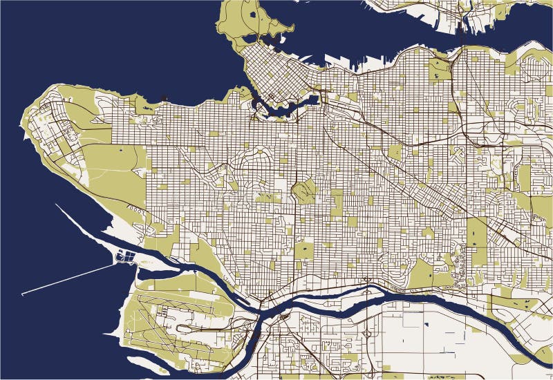 Map of the City of Vancouver , Canada Stock Illustration - Illustration ...