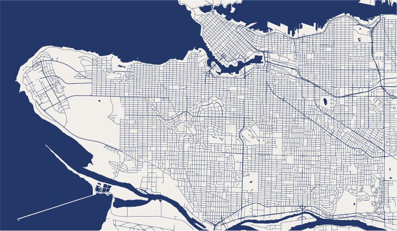 Map of the City of Vancouver , Canada Stock Illustration - Illustration ...