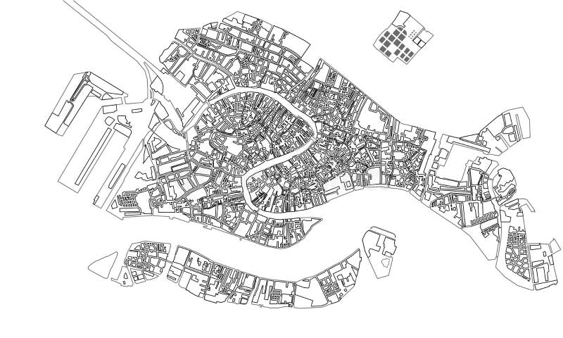 Map of the City of Venice, Italy Stock Illustration - Illustration of ...