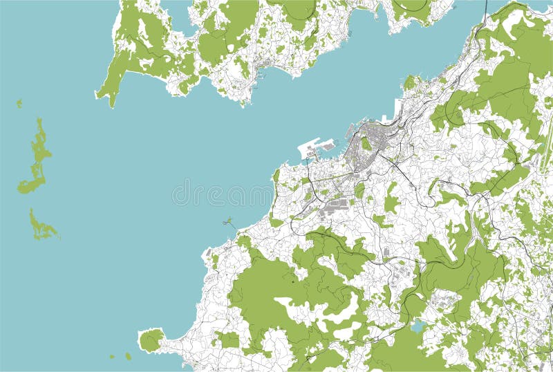 Map of the City of Vigo, Spain Stock Vector - Illustration of town ...